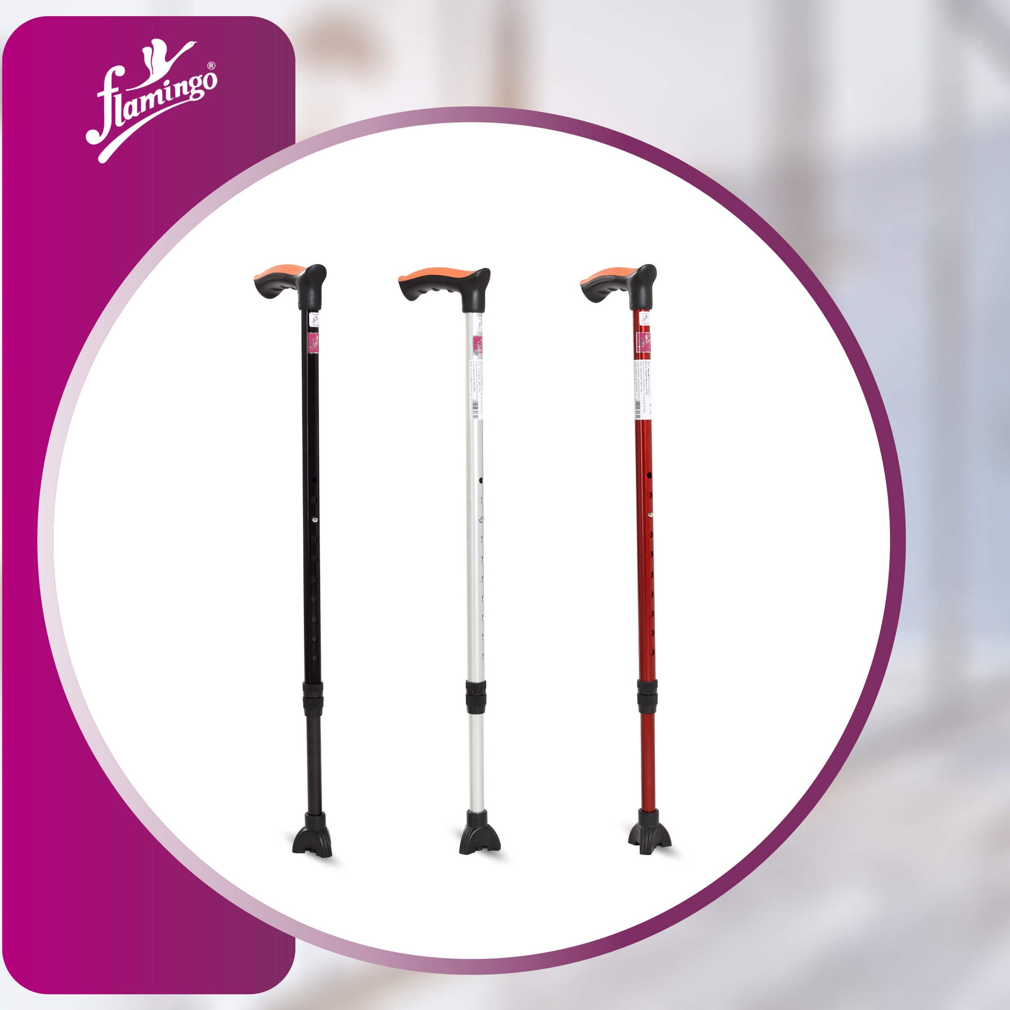 Flamingo Walking Stick with Trileg Bottom