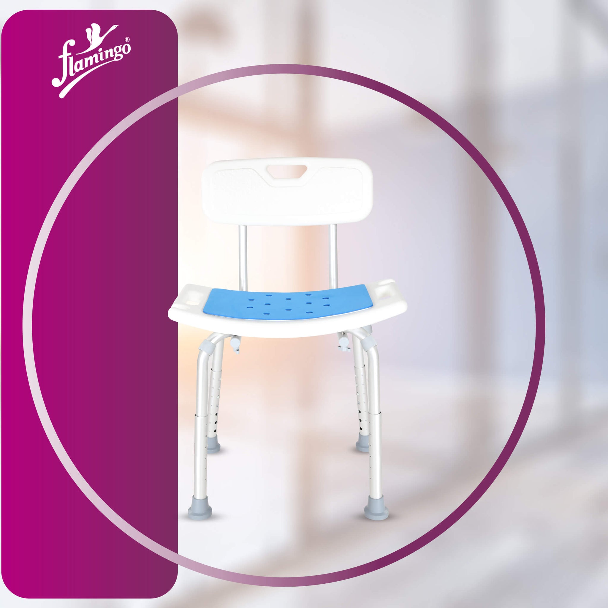 Flamingo Shower Stool Chair with Back